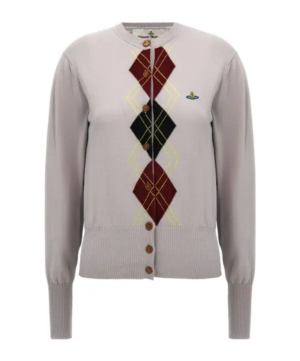 VIVIENNE WESTWOOD Argyle Motif Knitted Cardigan - Lilac