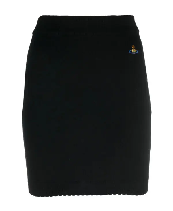VIVIENNE WESTWOOD Orb-embroidered Scallop Hem Knitted Mini Skirt - Black
