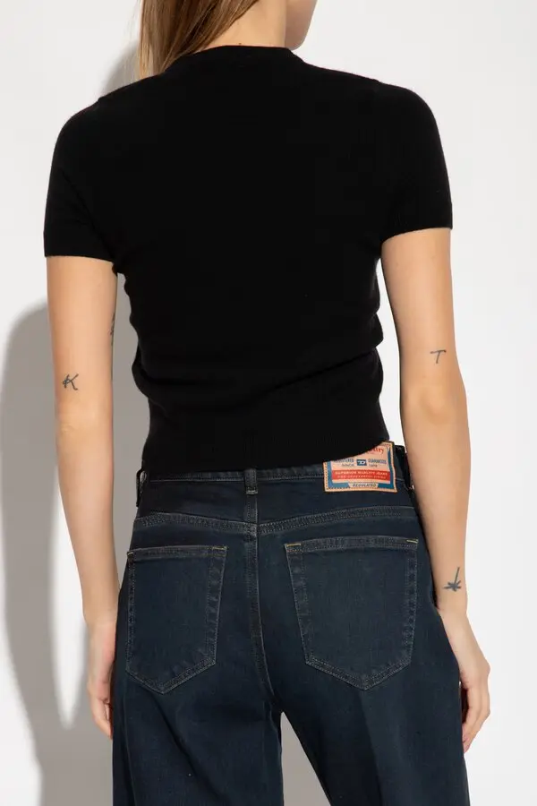DIESEL® M-arga Cut Out Logo Fine Knit Top