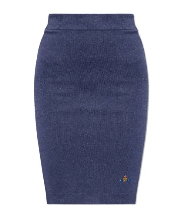 VIVIENNE WESTWOOD Orb Embroidered Pencil Skirt - Blue