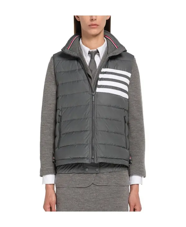Thom Browne Striped Detail Zip-front Down Vest