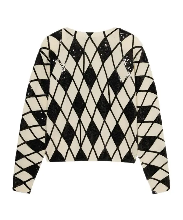 Blumarine Sequin-embellished Argyle Sweater