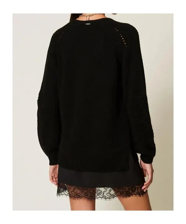 TWINSET Cable Knit V-neck Sweater
