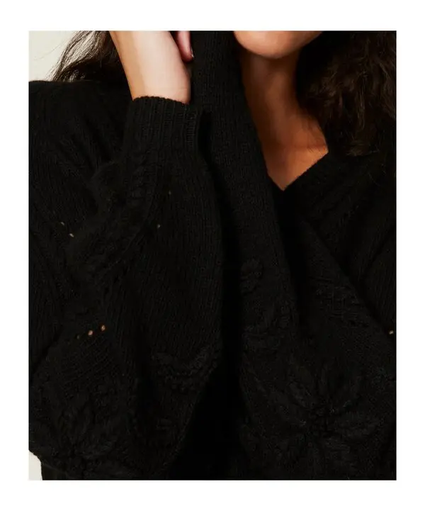 TWINSET Cable Knit V-neck Sweater