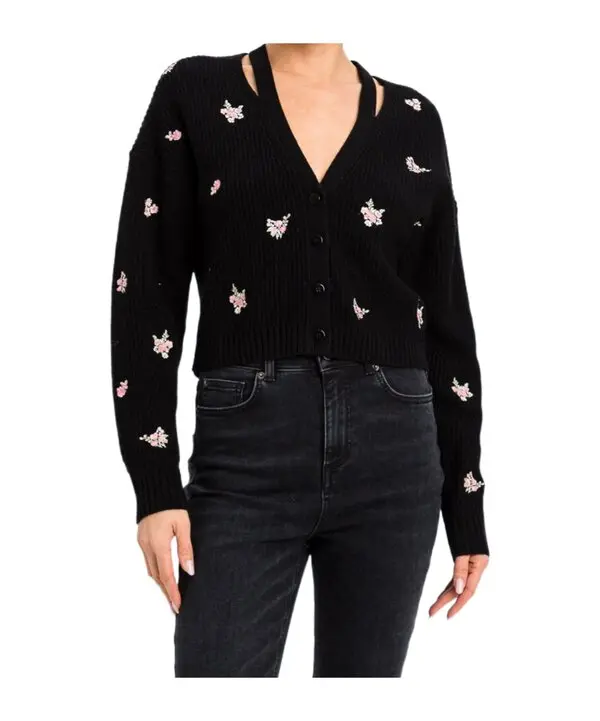 TWINSET Floral-embroidered Cut-out Cardigan