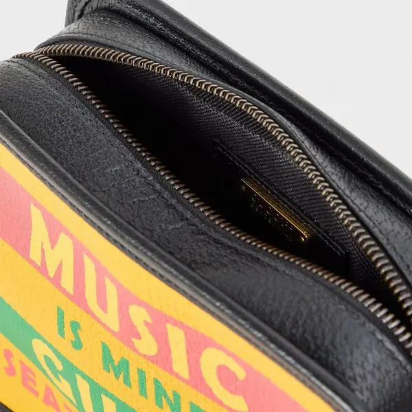 Gucci Color Stripe Slogan Zip Pouch