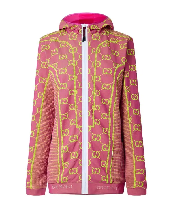 Gucci All-over Jacquard Print Hooded Zip Jacket - Multicolor