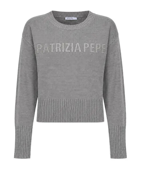 Patrizia Pepe Embellished Logo Knitted Sweater