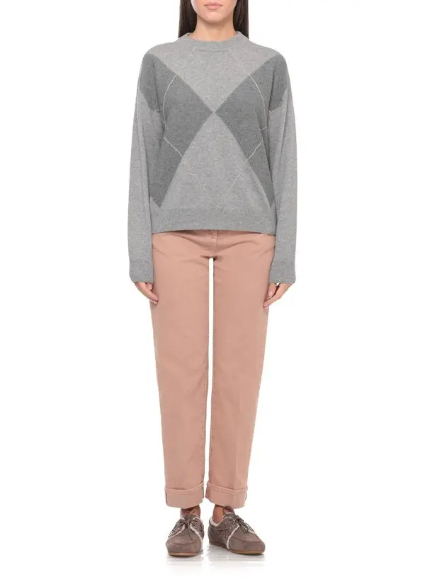 Peserico Beaded Diamond Ribbed Jumper