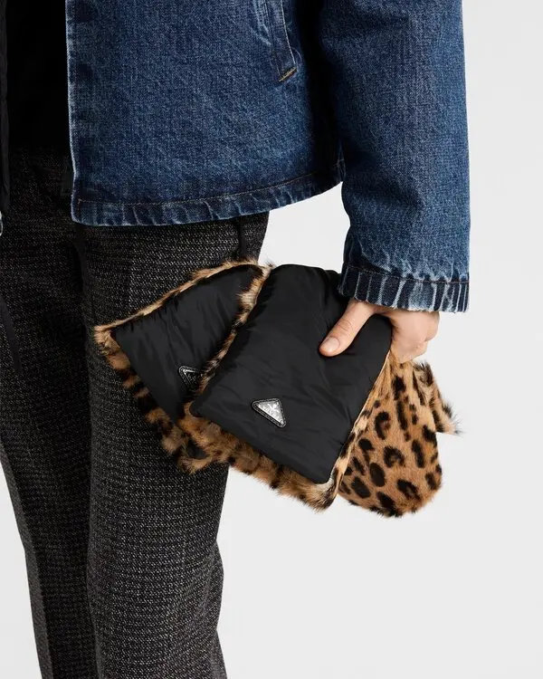 Prada Printed Leather Mittens