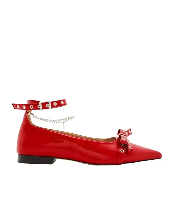 GANNI Patent Leather Pointed-toe Flats