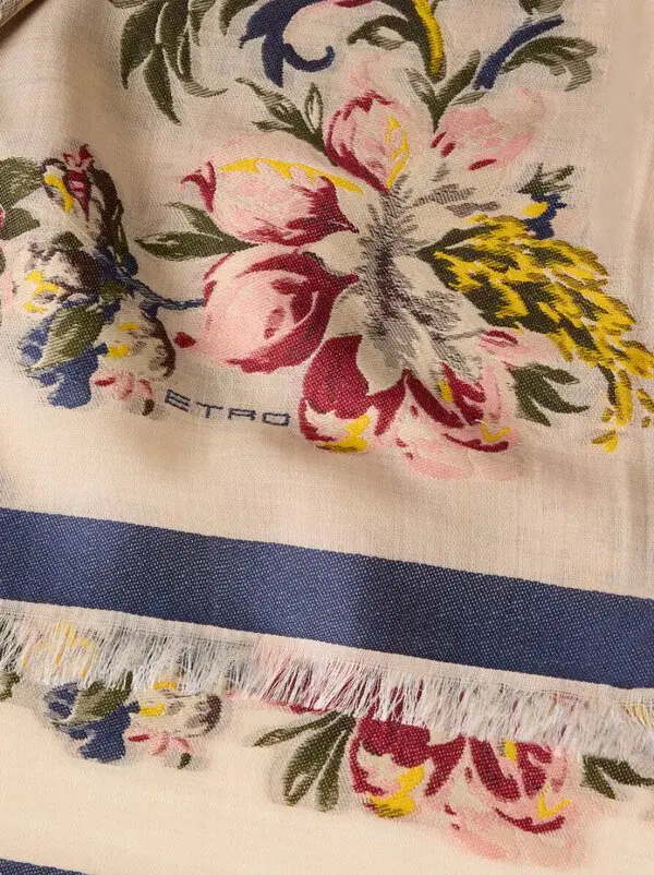 Etro Wool-blend Scarf With Fil Coupé Floral Pattern