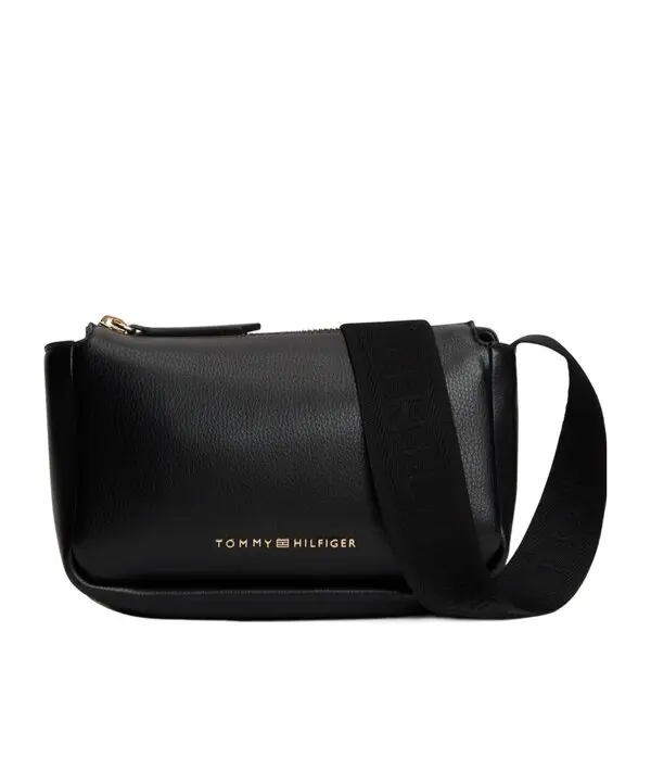 Versace Pebbled Leather Crossbody Bag With Wide Strap - Black