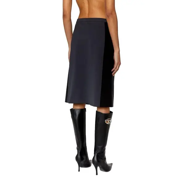 DIESEL® Front Zip Straight Midi Skirt With Metal Studs