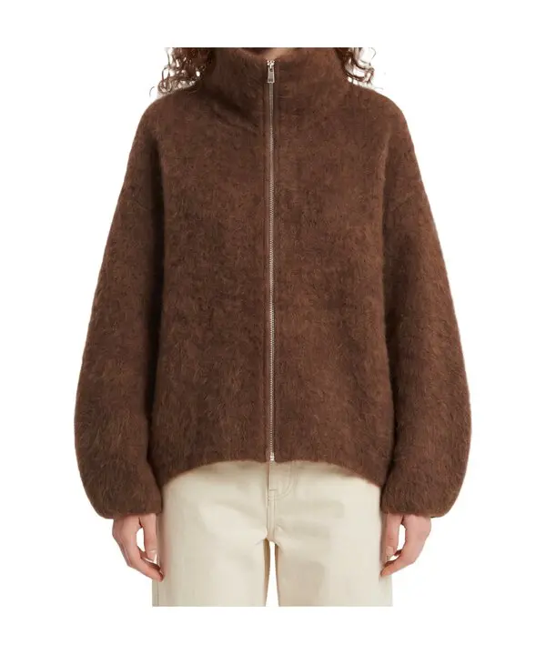 THE FRANKIE SHOP Zip-up Long-sleeve Knit Top - Brown