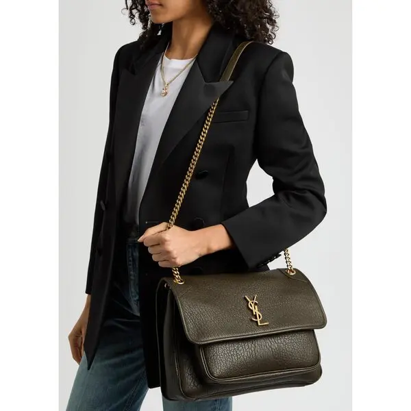 Saint Laurent Grained Leather Shoulder Bag