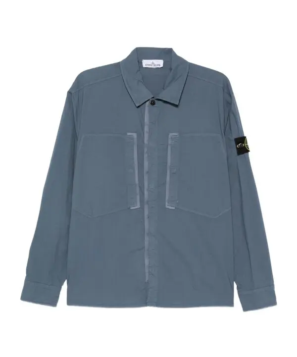 Stone Island Logo-patch Zip-up Overshirt - Blue