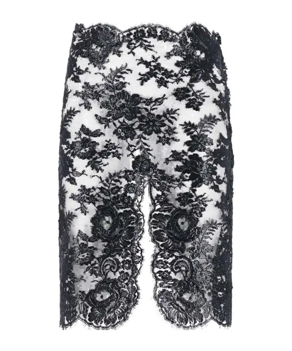 Saint Laurent Lace-slit Pencil Skirt