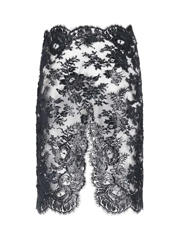 Saint Laurent Lace-slit Pencil Skirt