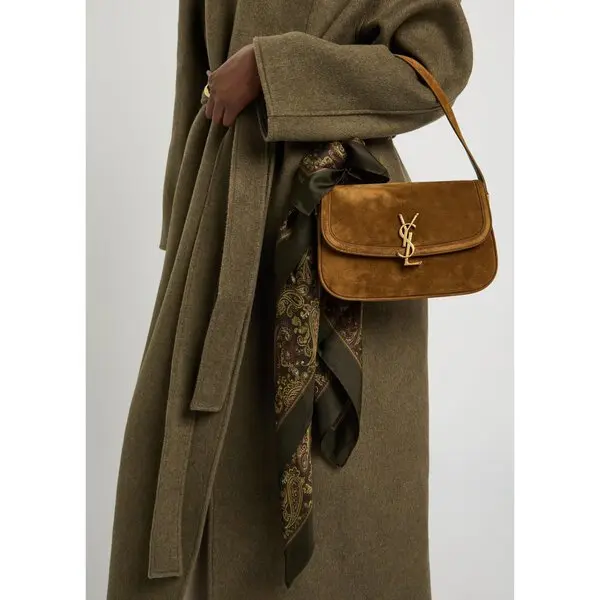 Saint Laurent Suede Flap Shoulder Bag