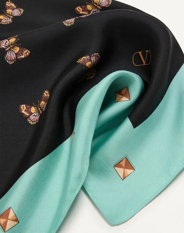 Valentino Garavani Silk Scarf With All-over Butterflow Print