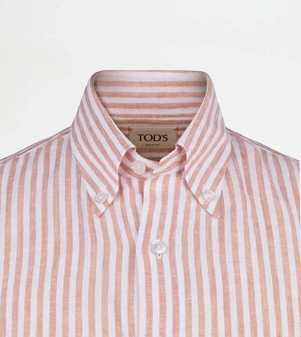 TOD'S Button Down Shirt In Striped Linen