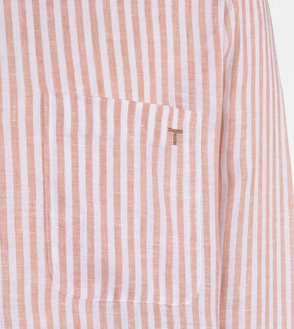 TOD'S Button Down Shirt In Striped Linen