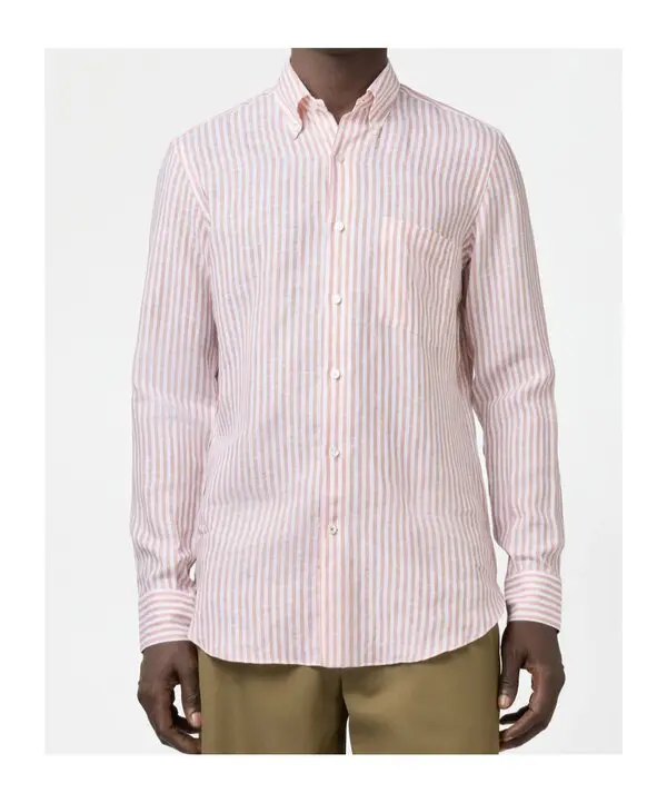 TOD'S Button Down Shirt In Striped Linen