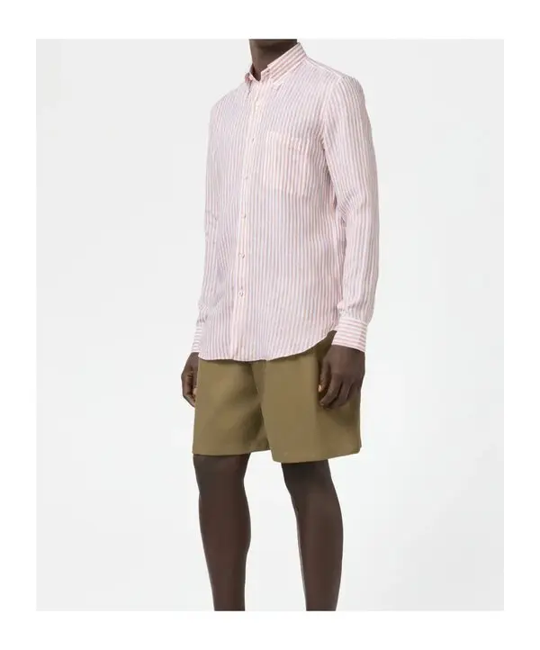 TOD'S Button Down Shirt In Striped Linen