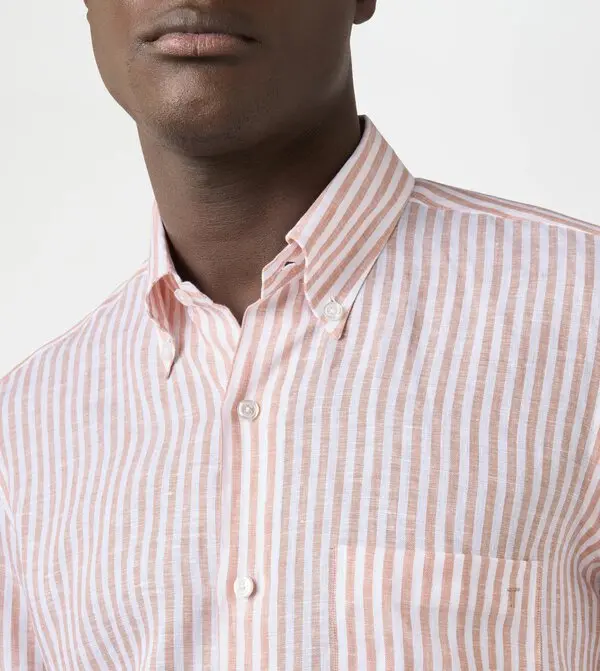 TOD'S Button Down Shirt In Striped Linen