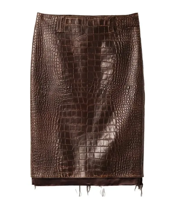 Miu Miu Croco-embossed Leather Skirt