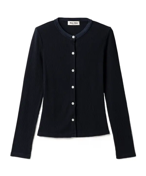 Miu Miu Pointelle Cotton Cardigan