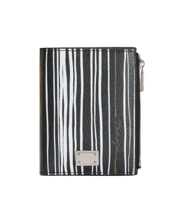 Dolce & Gabbana Stripe-print Wallet In Calfskin