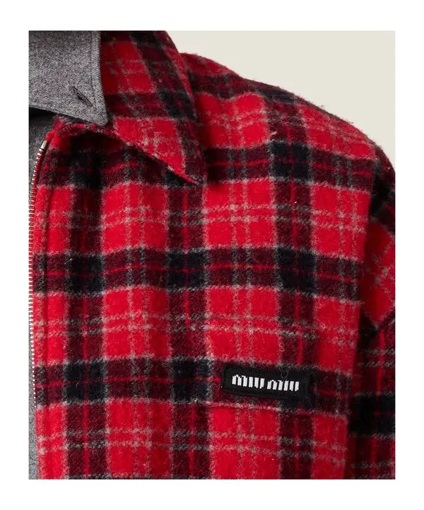 Miu Miu Plaid Down Jacket
