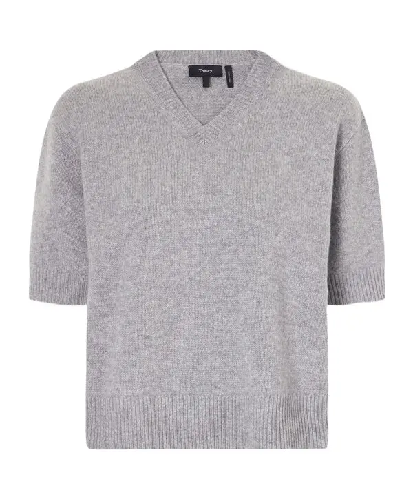 Theory Cropped Cashmere Sweater - Gray