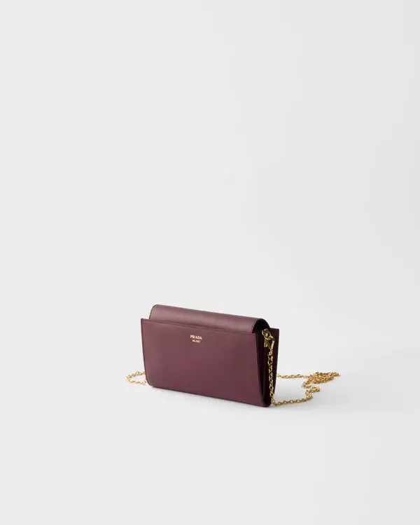 Prada Saffiano Leather Wallet With Shoulder Strap