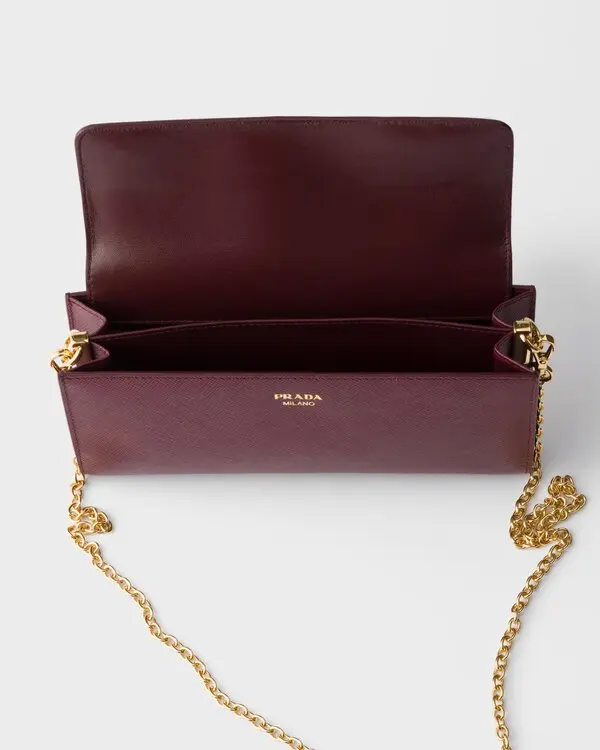 Prada Saffiano Leather Wallet With Shoulder Strap