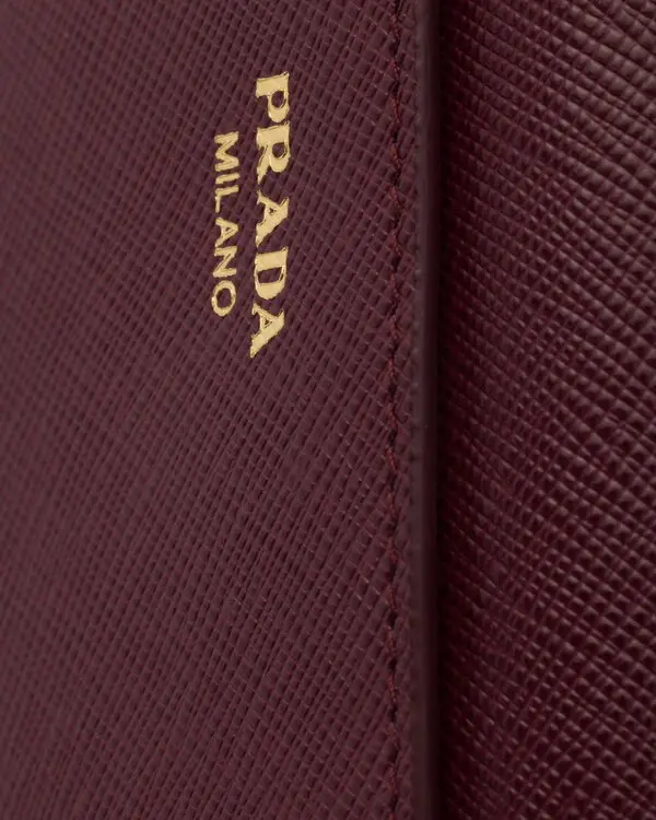 Prada Saffiano Leather Wallet With Shoulder Strap