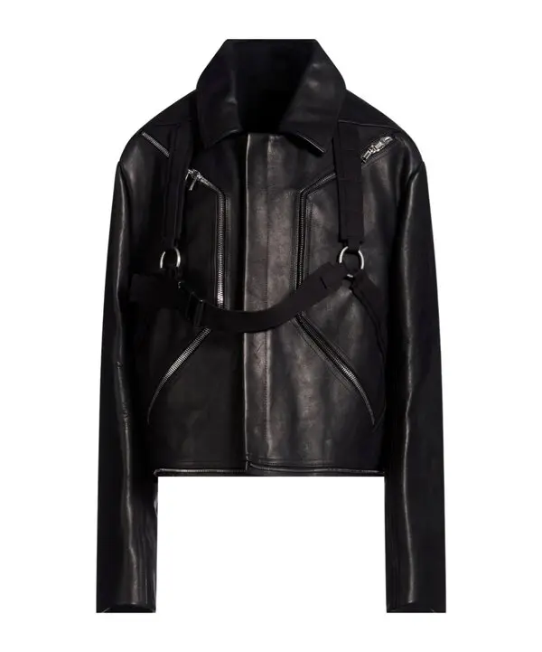 Rick Owens Minimalist Wool And Leather Coat