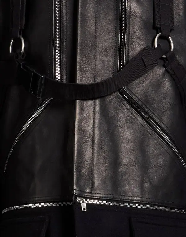 Rick Owens Minimalist Wool And Leather Coat