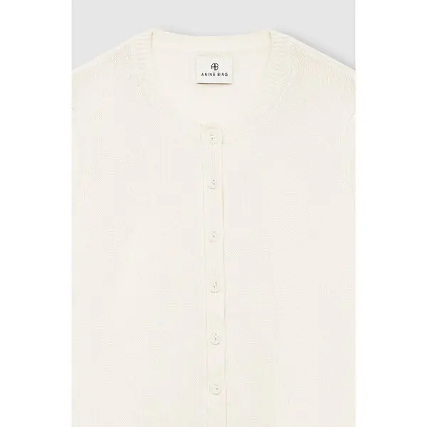 ANINE BING Crew Neck Puff-sleeve Short-sleeved Knit Cardigan