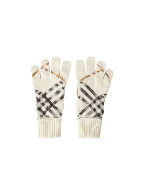 Burberry Wool Check Knitted Gloves