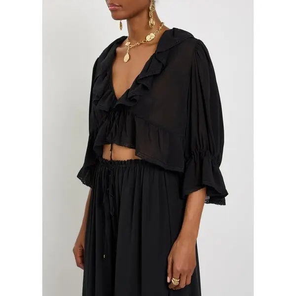 Chloé Sheer Chiffon Cropped Blouse