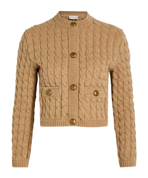 Moncler Quilted-knit Cropped Cardigan - Nude