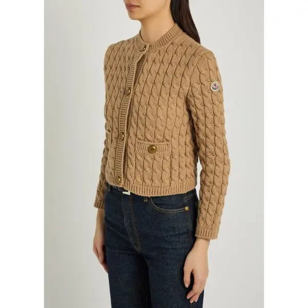 Moncler Quilted-knit Cropped Cardigan