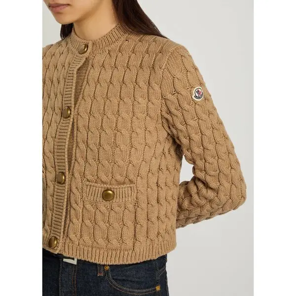 Moncler Quilted-knit Cropped Cardigan