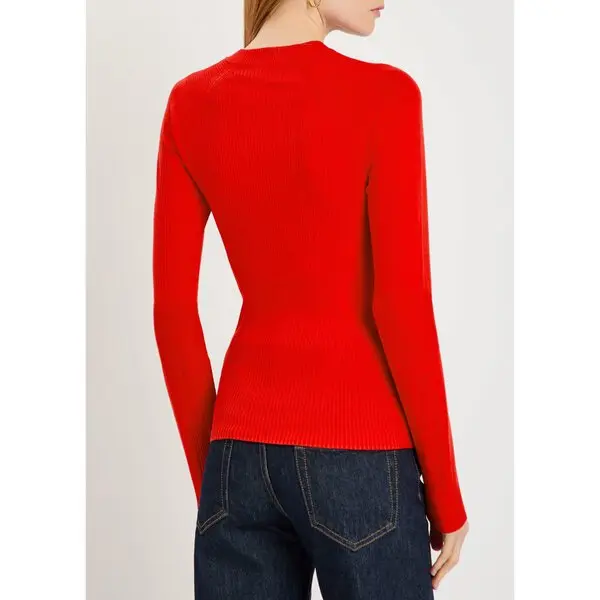 Moncler Mock-neck Ribbed Knit Top