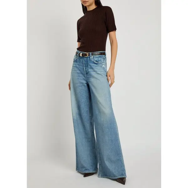 Rag & Bone Wash High-waisted Wide-leg Jeans