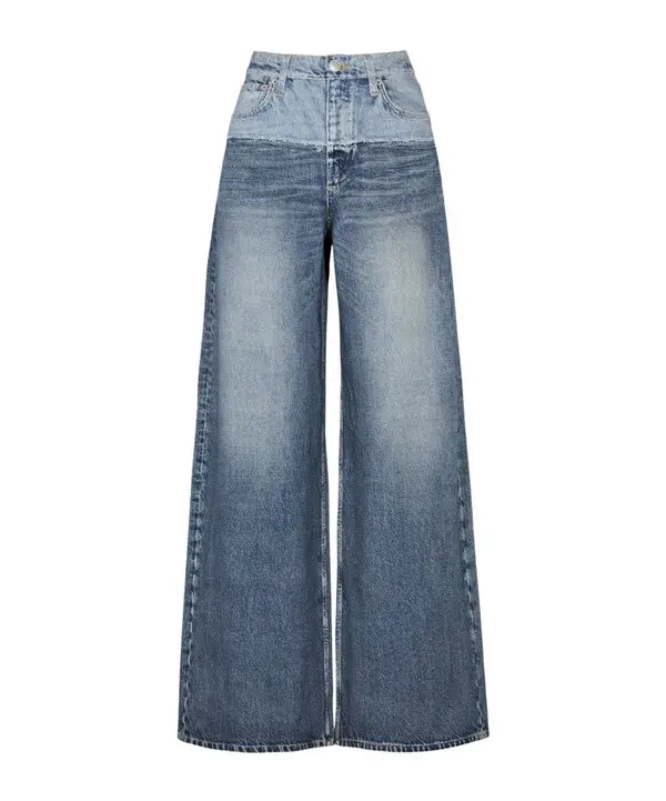 Rag & Bone High-waisted Two-tone Wide-leg Jeans