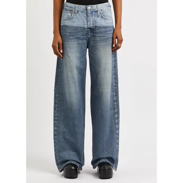 Rag & Bone High-waisted Two-tone Wide-leg Jeans